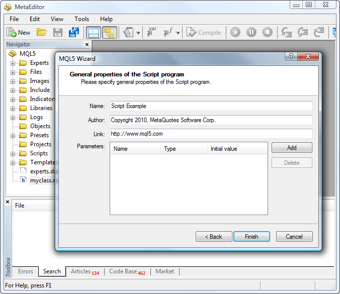 Example Of Program Creation Metaeditor Help