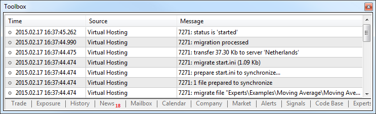 Migration - Virtual Hosting for 24/7 Operation - MetaTrader 5 Help
